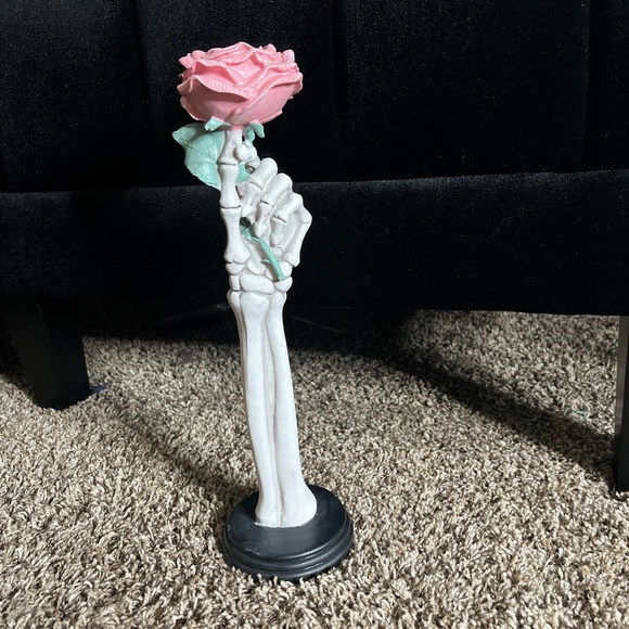 Art | Skeleton Hand With Pink Rose Decor | Poshmark